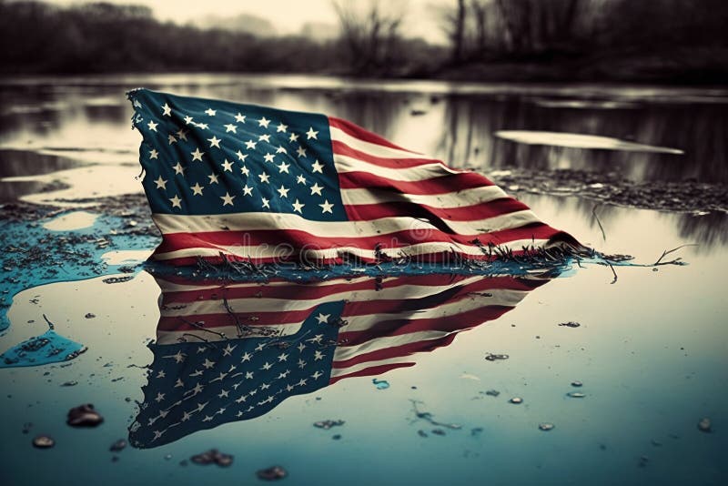 USA Flag in Water. Generative AI Stock Illustration - Illustration of ...