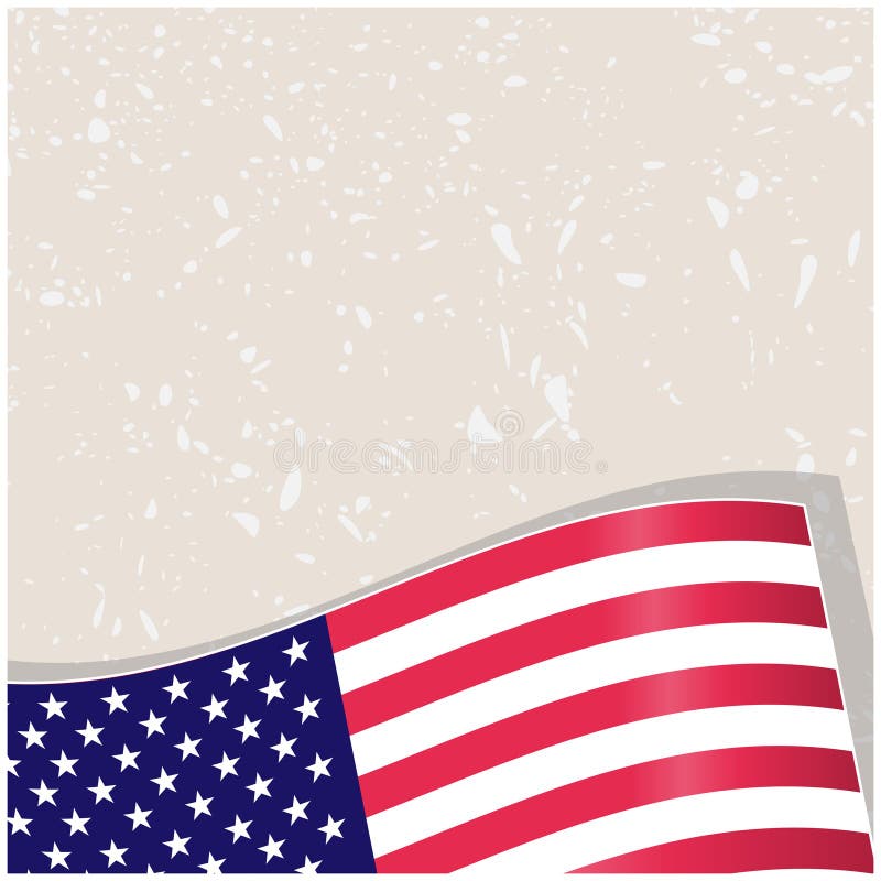 USA Flag Wave Corner Frame on Grunge Texture Vector Poster Design. Stock Vector - Illustration ...