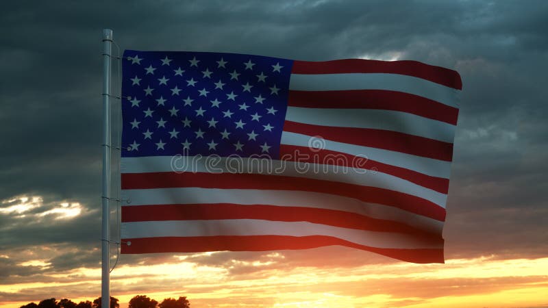 USA Flag Waving Isolated on Dramatic Sky. 3d Rendering Stock ...