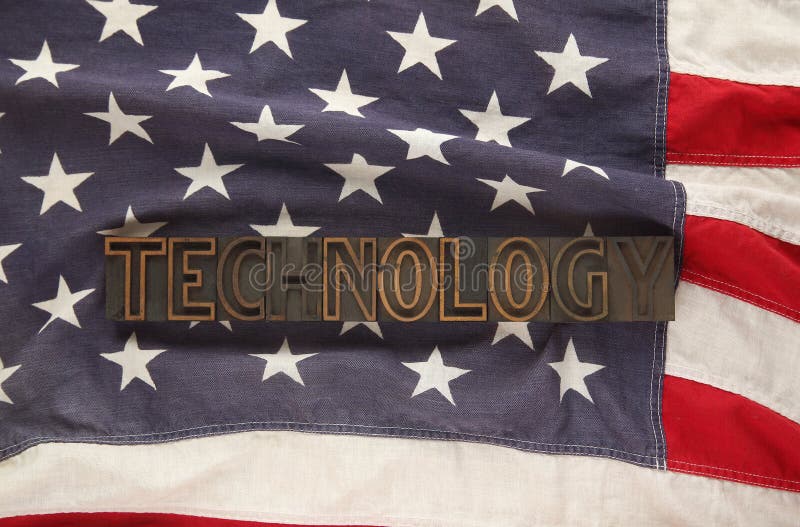 USA Flag with the Word Technology Stock Photo - Image of sector, flag ...