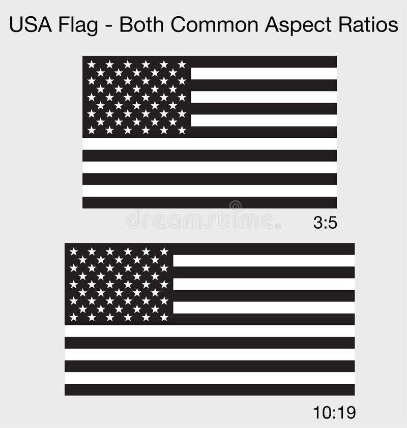 Usa Flags Accurate Correct Black and White 2 Sizes Stock Vector ...