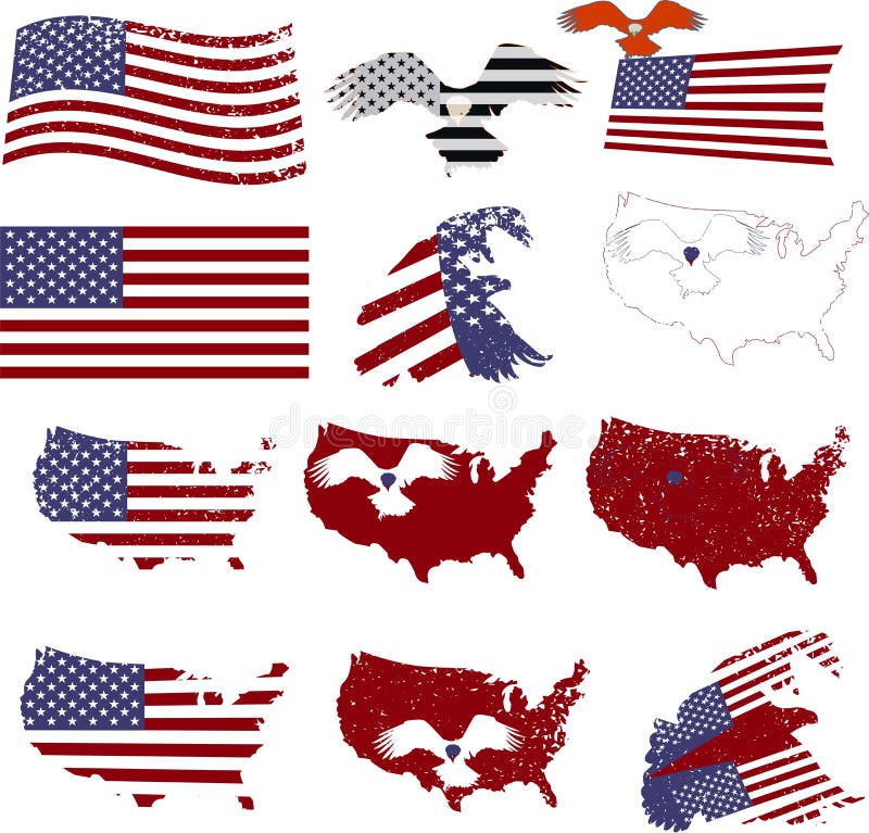 Usa Flags And Map Stock Vector Illustration Of Alaska 16434853