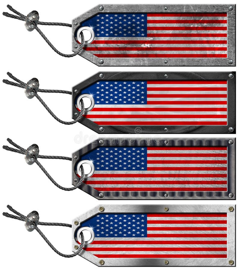 USA Flags Set of Grunge Metal Tags Stock Illustration - Illustration of ...