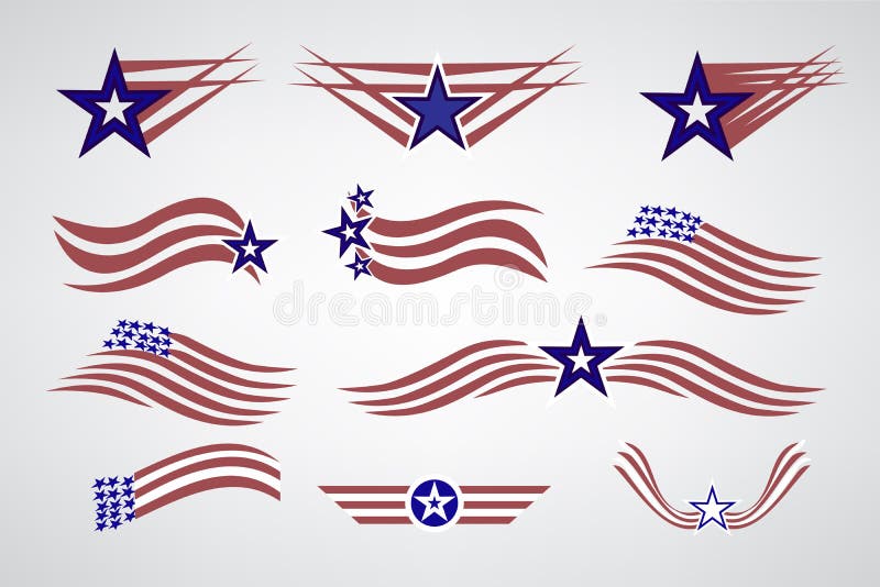 USA flags symbol logos set stock vector. Illustration of creative ...