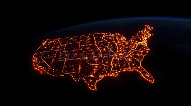 USA Great Again - Digital Map Glows with Vibrant Energy, Showcasing ...
