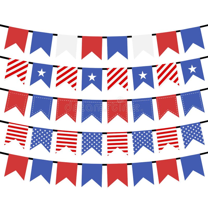USA hanging bunting flags stock vector. Illustration of flag - 187250636