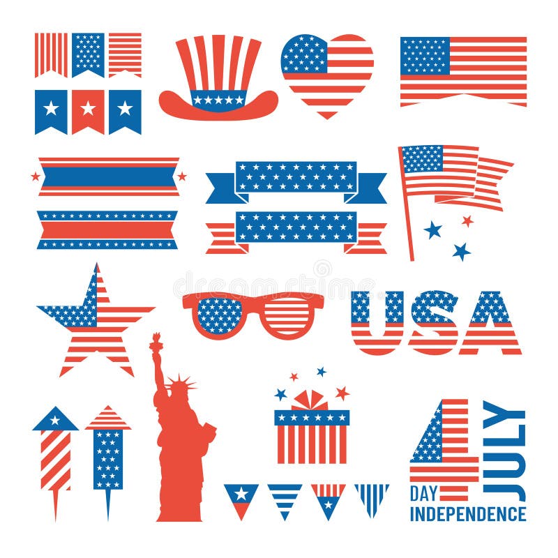 Usa Independence Day. Design Elements for Various Cards, Logos and ...