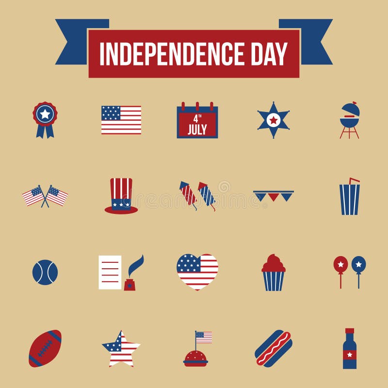 Usa Independence Day Icons. Vector Illustration Decorative Design Stock ...
