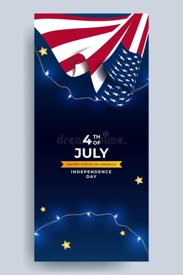 USA Independence Day Social Media Post Glowing Lights Stock Vector ...