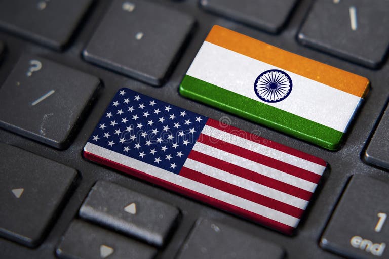 USA and India Flags on Computer Keyboard Stock Image - Image of country ...
