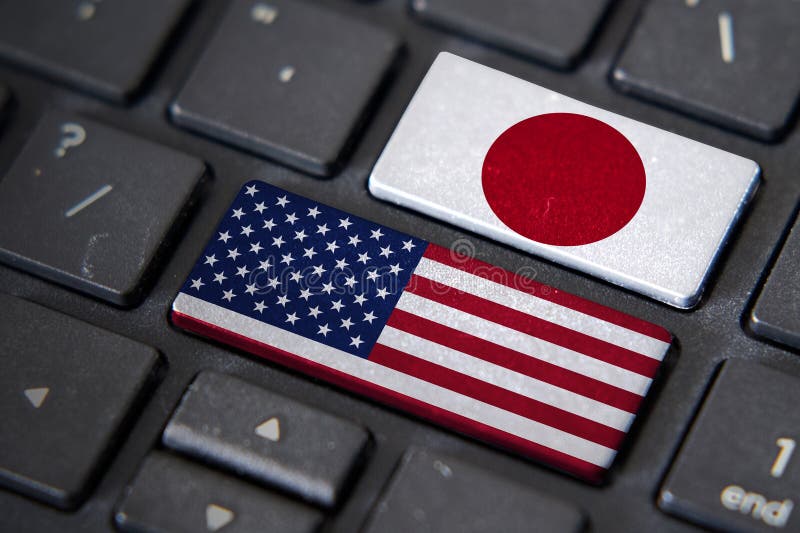 USA and Japan Flags on Computer Keyboard Stock Image - Image of ...