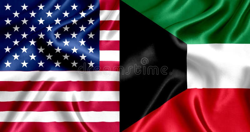 USA and Kuwait Flag Silk. Illustration Stock Illustration ...