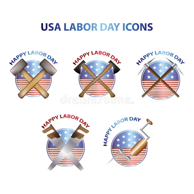 Usa Labor Day Icons. Vector Illustration Decorative Background Design ...