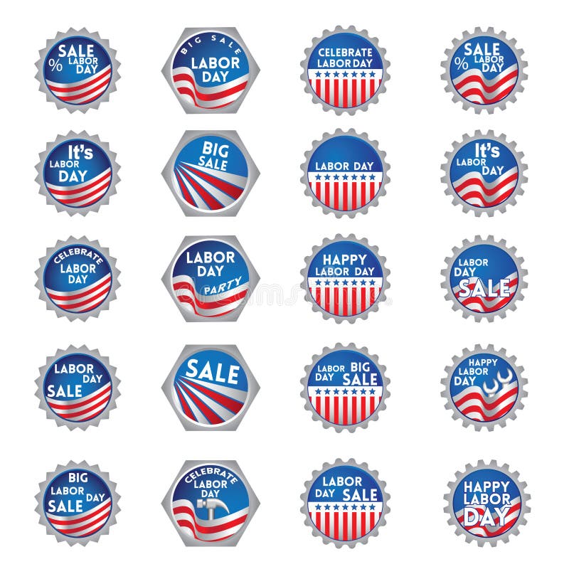 Usa Labor Day Labels Collection. Vector Illustration Decorative Design ...