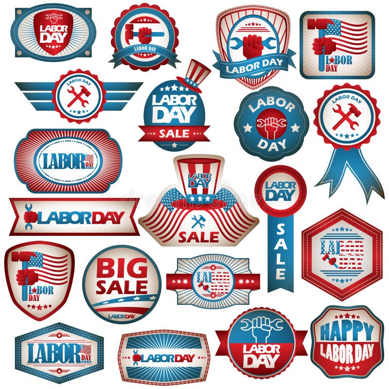 Usa Labor Day Labels Collection. Vector Illustration Decorative Design ...