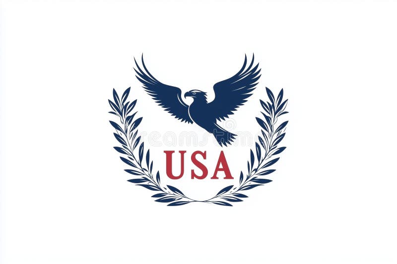 USA Logo with Laurel Wreath and American Eagle Ai Illustration Stock ...