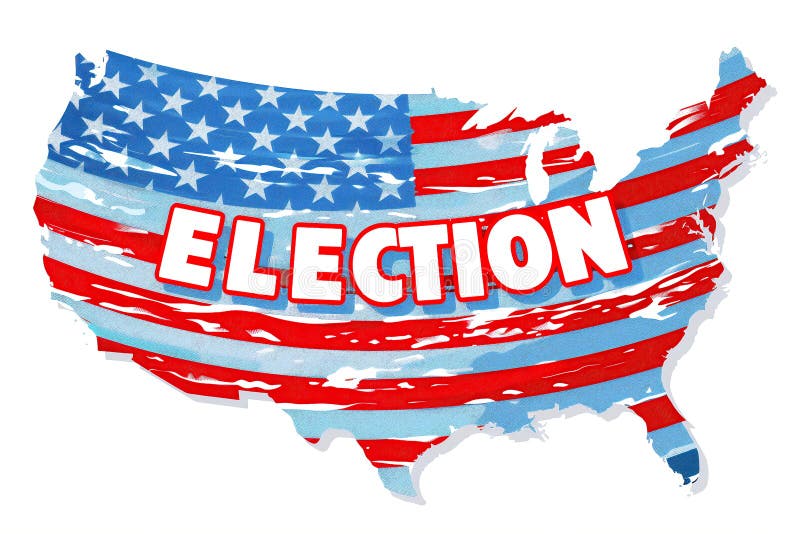 USA Map with American Flag and ELECTION Text, Emphasizing Voting and ... USA Map with American Flag and ELECTION Text, Emphasizing Voting and ...