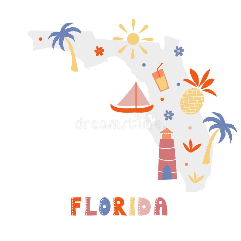 Florida Map Cartoon Stock Illustrations – 129 Florida Map Cartoon Stock ...