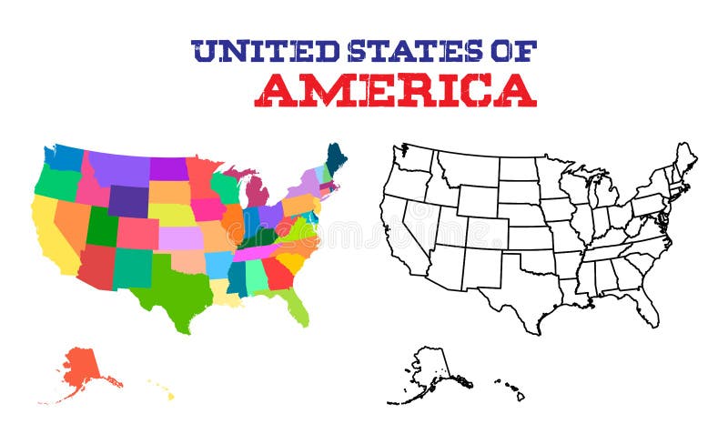 USA Map Color Vector and Black and White. Stock Vector - Illustration ...