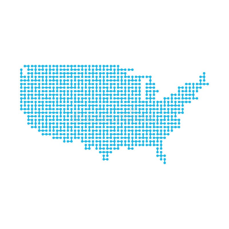 USA Map in Connected Dots. Concept of Networking, Structure ...