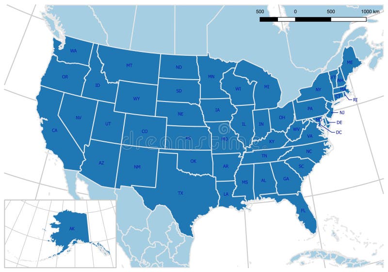United States Vector Map with Detailed Outlines Stock Vector ...