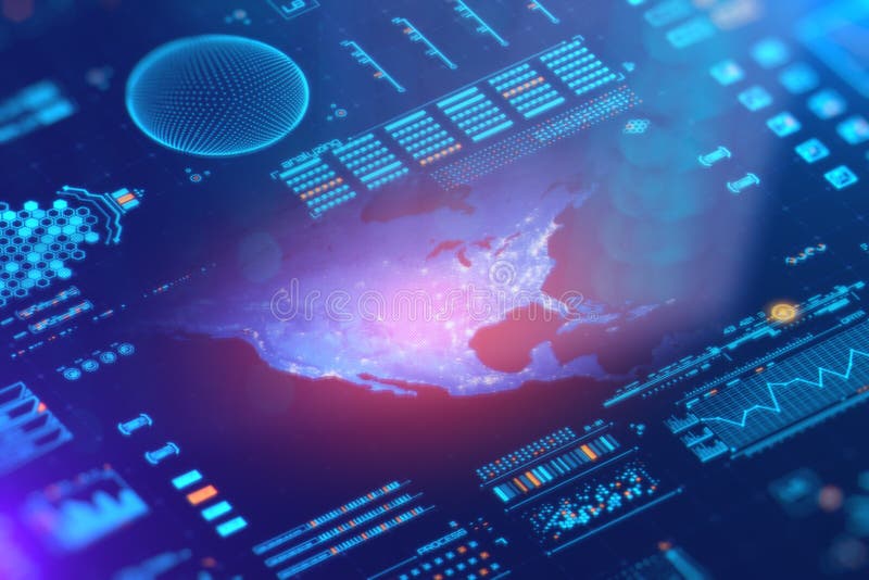 USA Map on Digital Lcd Display with Reflection. Medical and Scientific ...