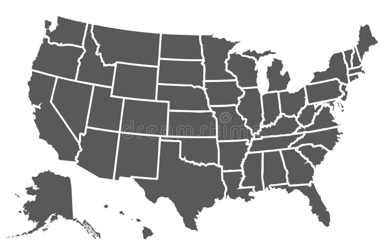 USA Map with Division on States, United States of America Map Stock ...