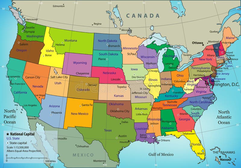 USA Map with Federal States. All States are Selectable Stock Vector ...