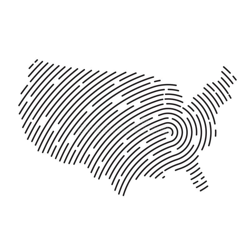 USA Map Filled with Fingerprint Pattern Stock Vector - Illustration of ...