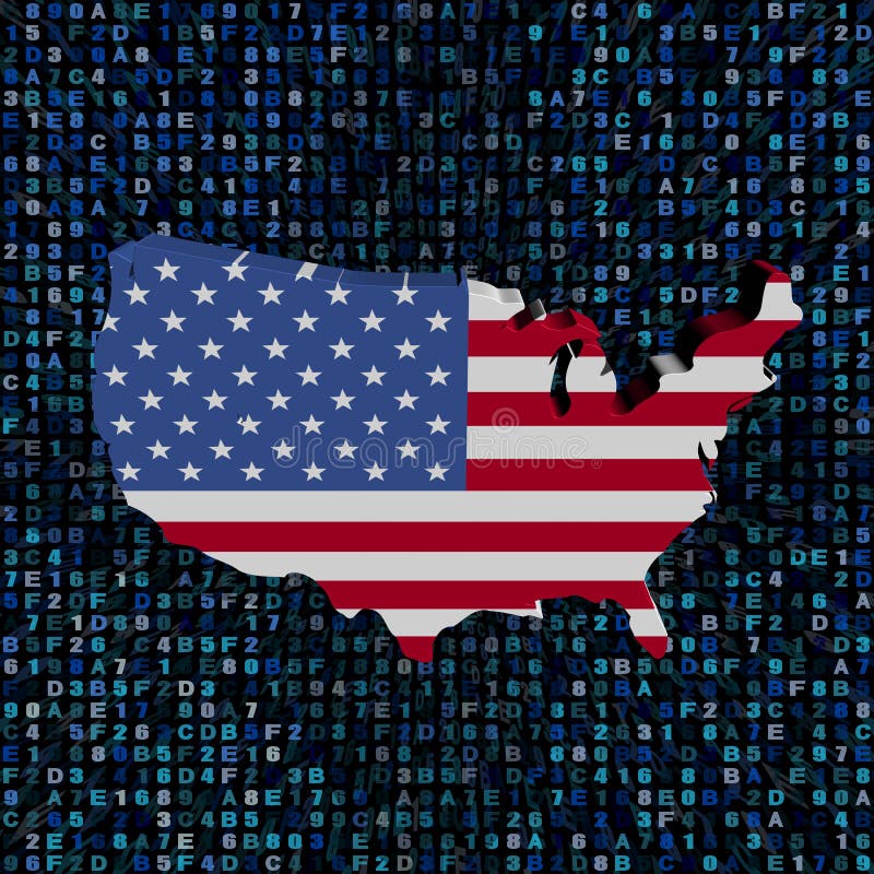 USA Map Flag on Hex Code Illustration Stock Illustration - Illustration ...