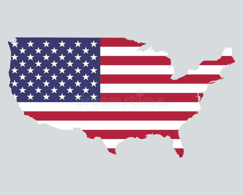 USA Map with Flag Inside. High Level. Stock Illustration - Illustration ...