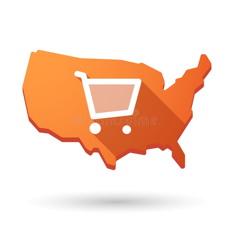 USA Map Icon with a Shopping Cart Stock Illustration - Illustration of ...