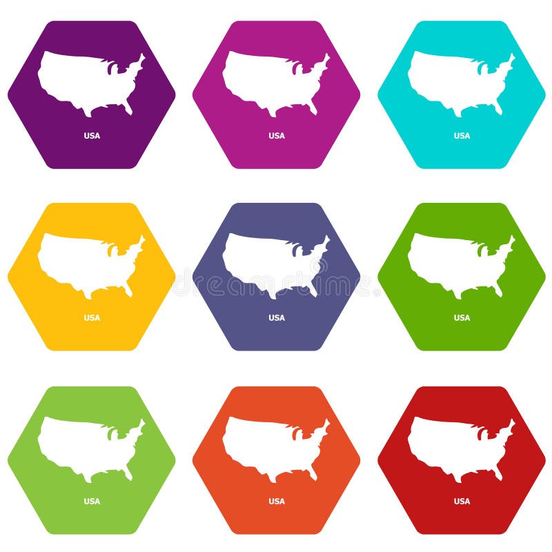 Usa map icons set 9 vector stock vector. Illustration of american ...