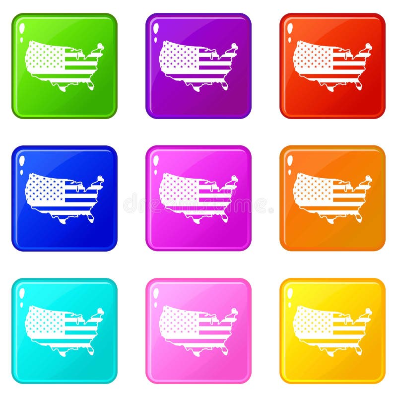 USA map icons 9 set stock vector. Illustration of collection - 96085272
