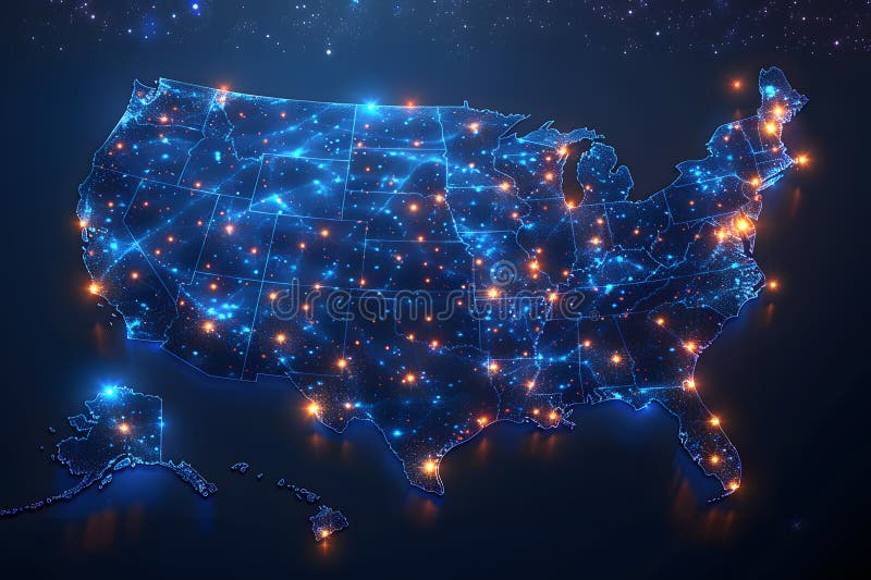 USA Map Illustration with Gradient Background - Creative Freedom Stock ...