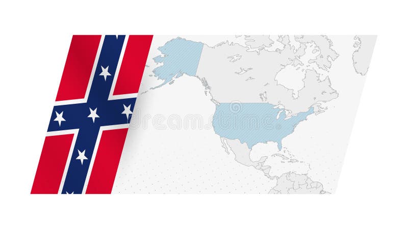 USA Map in Modern Style with Flag of Confederate on Left Side Stock ...