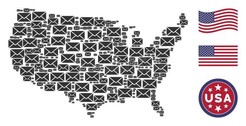 USA Map Mosaic of Mail Envelope Stock Vector - Illustration of ...
