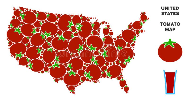 USA Map Collage of Tomato stock vector. Illustration of cartography ...