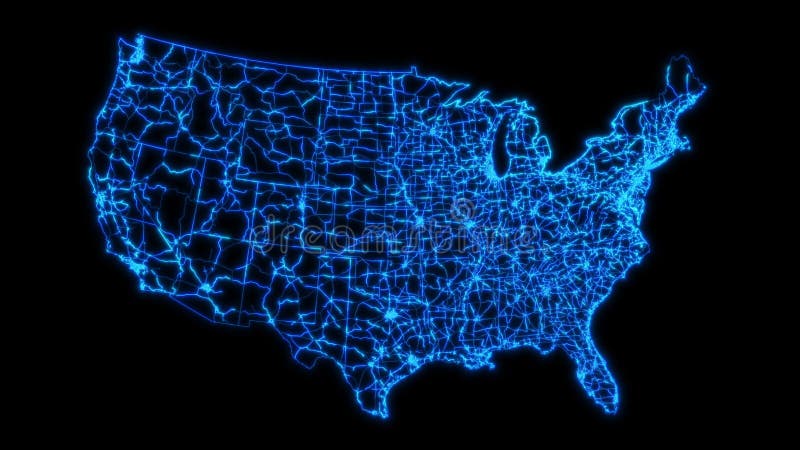 USA Map Network Data Internet Technology Circuits Computer Digital ...