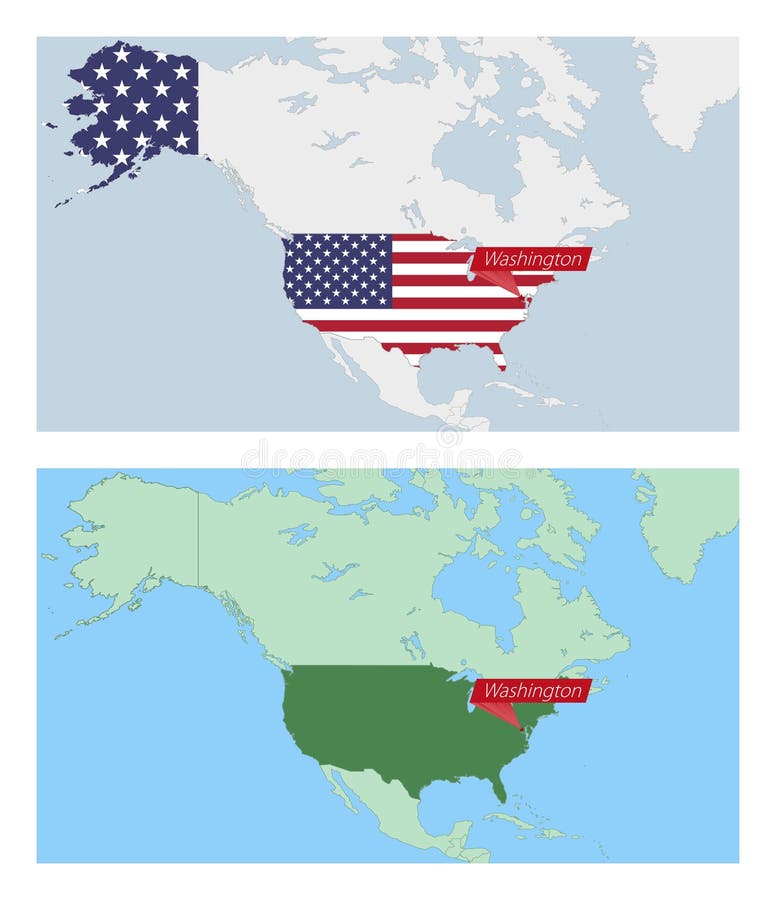 USA Map with Pin of Country Capital. Two Types of USA Map with ...