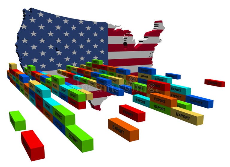 USA Map with Stacks of Containers Stock Illustration - Illustration of ...