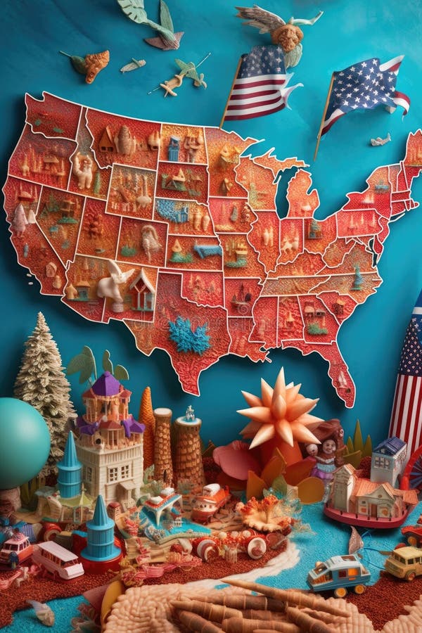 Usa Map with 4th of July Decorations on Top Stock Illustration ...