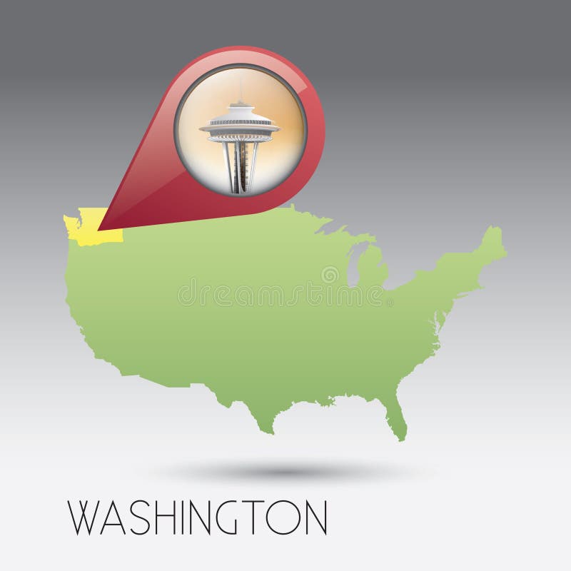 USA Map with Washington State. Vector Illustration Decorative Design ...