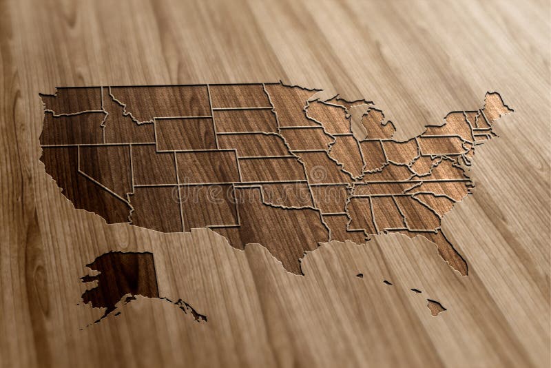 USA Map on Wood stock illustration. Illustration of geographical - 39672559