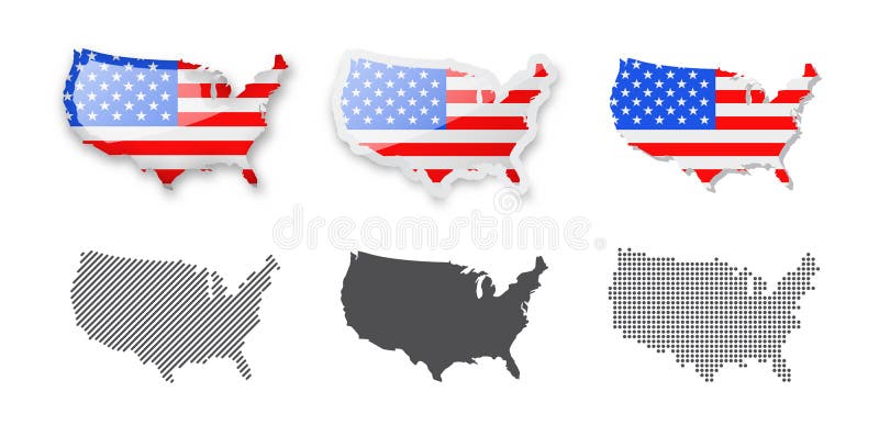 USA - Maps Collection. Six Maps of Different Designs Stock Illustration ...