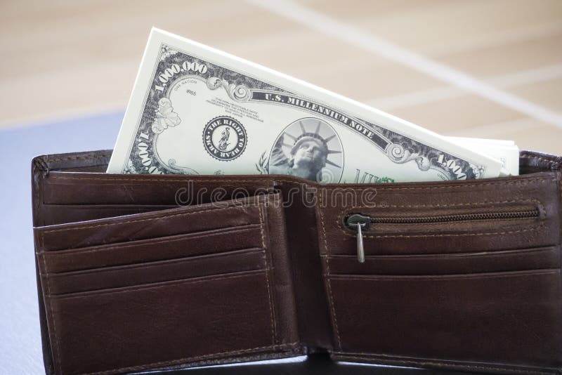 USA Money Pack in the Brown Leather Wallet Stock Photo - Image of ...