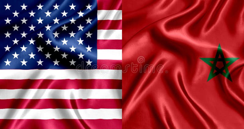 USA and Morocco flag silk stock image. Image of flag - 270796453