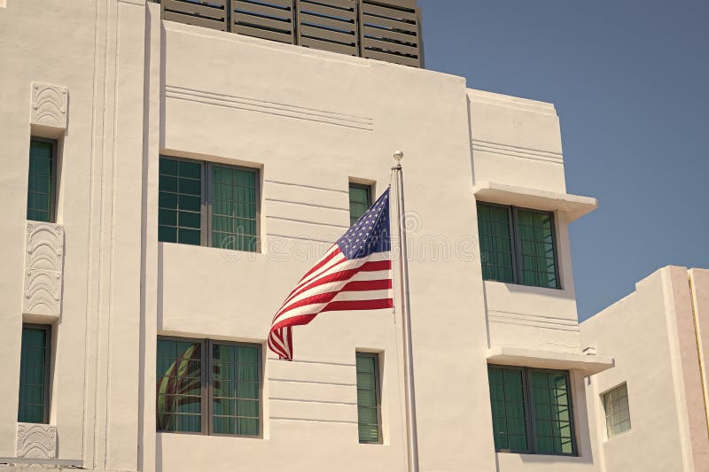 Usa National Flag at White Building. Independence Day Stock Image ...
