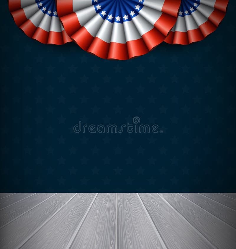 USA National Flags and Wooden Scene on Blue Stock Vector - Illustration ...