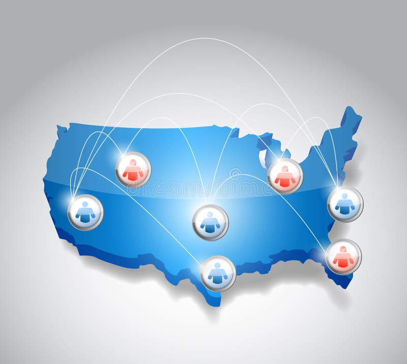 Network over North America stock illustration. Illustration of ...